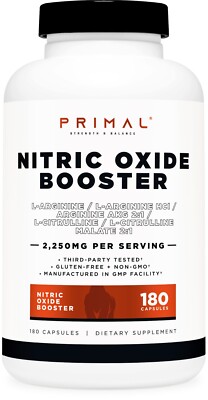 Primal Nitric Oxide Booster (2,250mg Per Serving)(180 Capsules) | eBay