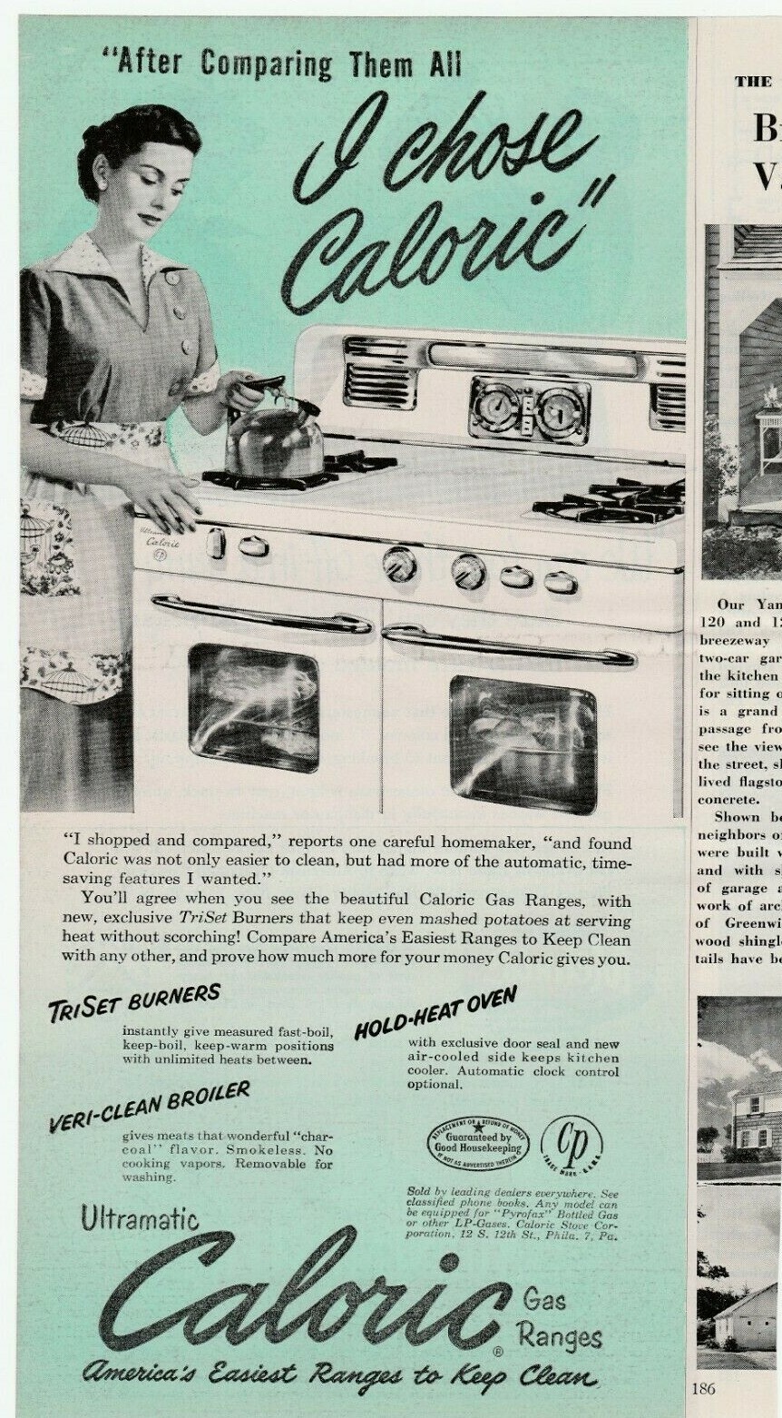 CALORIC GAS RANGES 1950's 5.25" X 11.25" Magazine Ad SPT1 | eBay