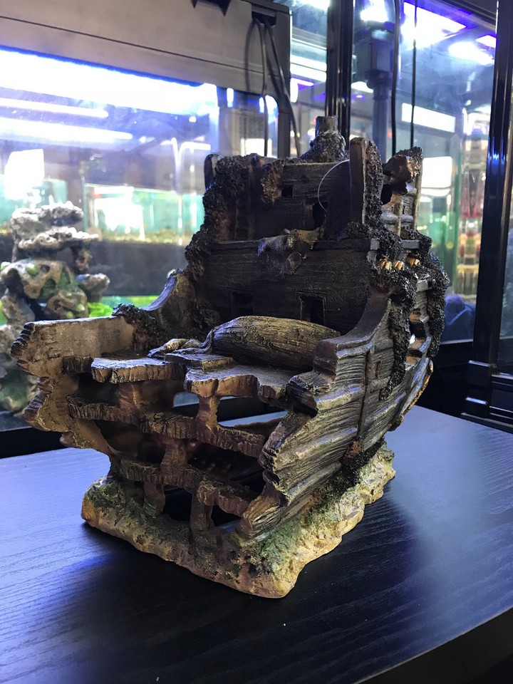 EXTRA LARGE GALLEON SHIP WRECK XL FISH TANK AQUARIUM ORNAMENT 2 HALVES ...