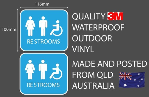 RESTROOM SIGN 2 PACK PACK WARNING STICKER Waterproof Vinyl 100 x 116mm ...