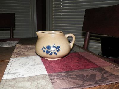 Vintage Pfaltzgraff U.S.A. Small Pitcher Beige & Blue Folk Art ...