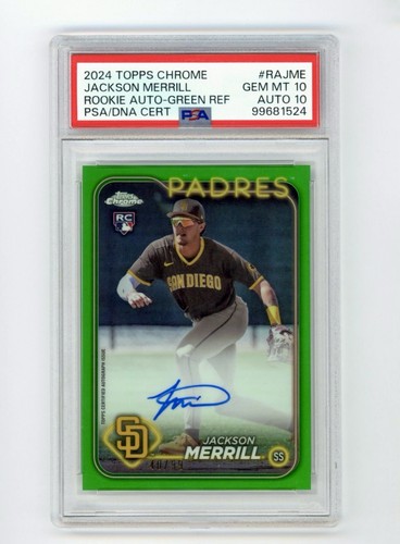 2024 TOPPS CHROME JACKSON MERRILL GREEN REFRACTOR /99 PSA 10 AUTO PSA ...
