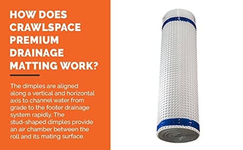 Whitecap Dimple Drainage Matting, 4' x 50' - Improves Water Movement ...