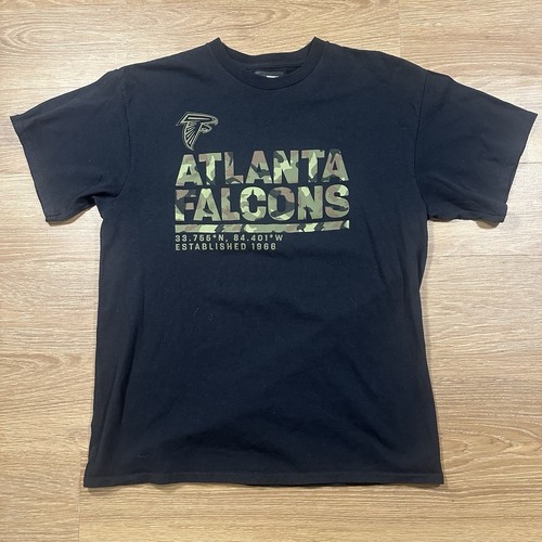 Atlanta Falcons NFL Team Apparel T-Shirt Men’s Large Black Camo Logo ...