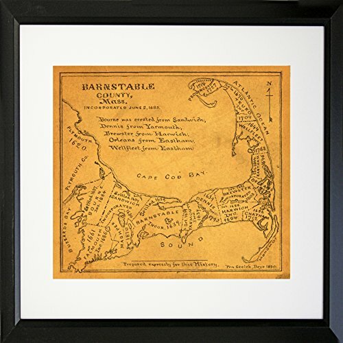 FRAMED Vintage Cape Cod Barnstable County Map 1685 18x18 Art Print | eBay