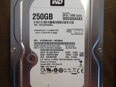 Western Digital WD2500AAKX-00ERMA0 DCM:HGRCHTJMH 250gb 3.5" Sata hard ...