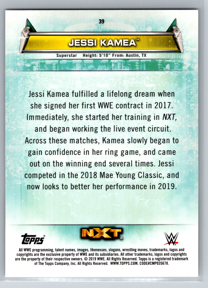 Jessi Kamea 2019 Topps WWE Women's Division 1st NXT Card #39 Rookie | eBay