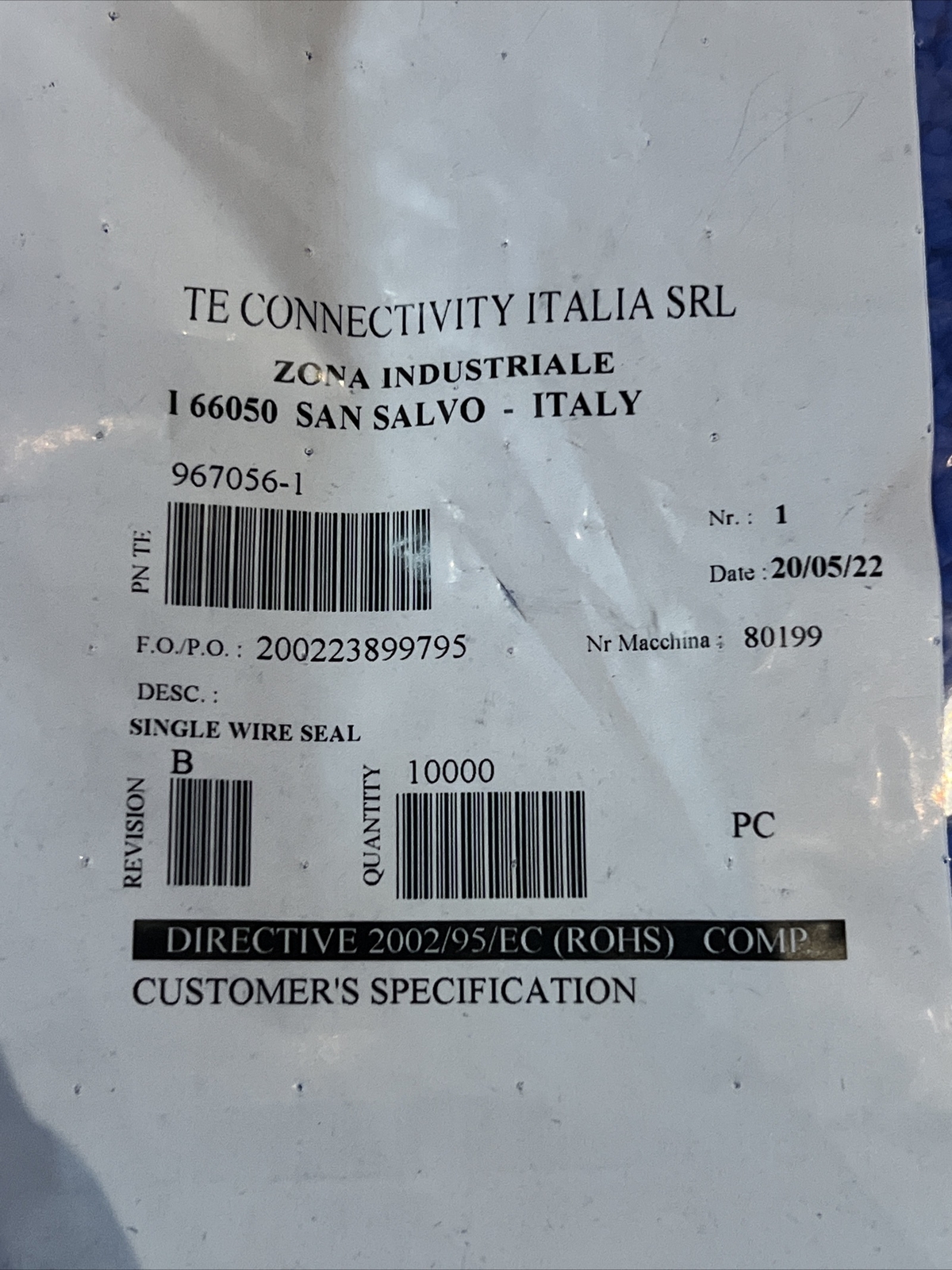 TE Connectivity 967056-1 Single Wire Seal Pack of 10,000 Blue. Free Shipping | eBay