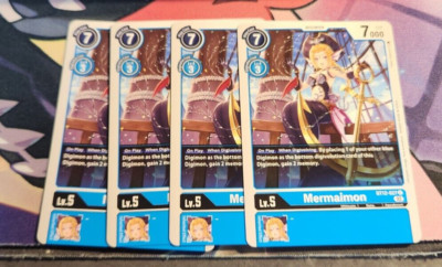 x4 Playset Digimon Across Time MERMAIMON BT12-027 Blue Common | eBay