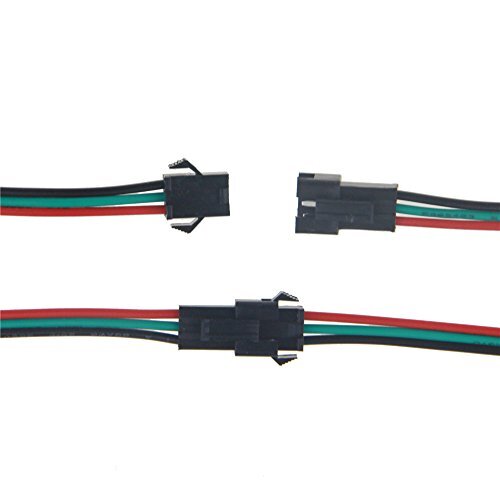 20 Sets 3 Pin Jst Sm Male Female Plug Led Connector Cable 15cm 20awg ...