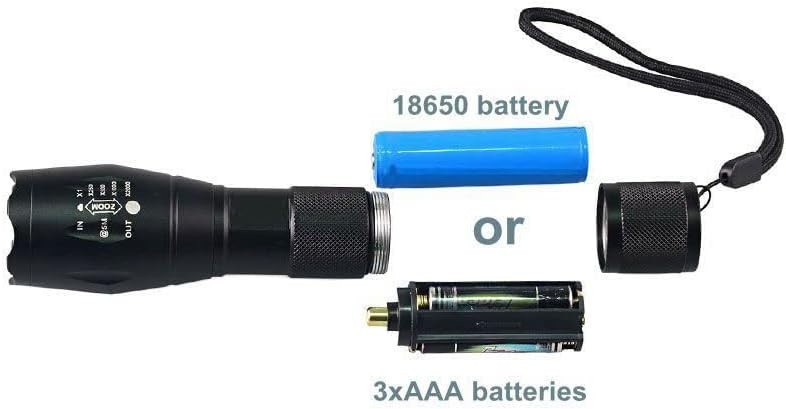 LED Battery Powered Zoom Torch, Super Bright 2000 Lumen Tactical Hand ...