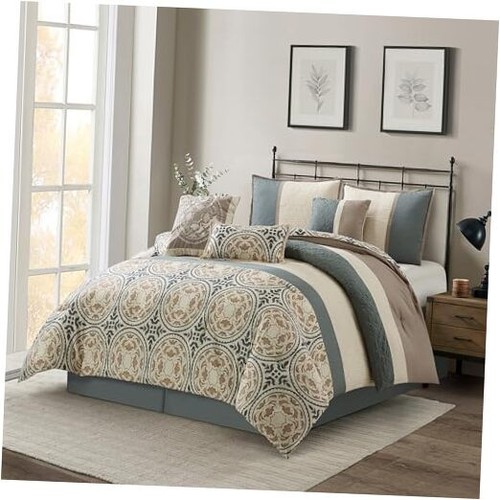 Multi-Color Comforter Sets King Size Bed, 7 Piece, Matching Pillow ...