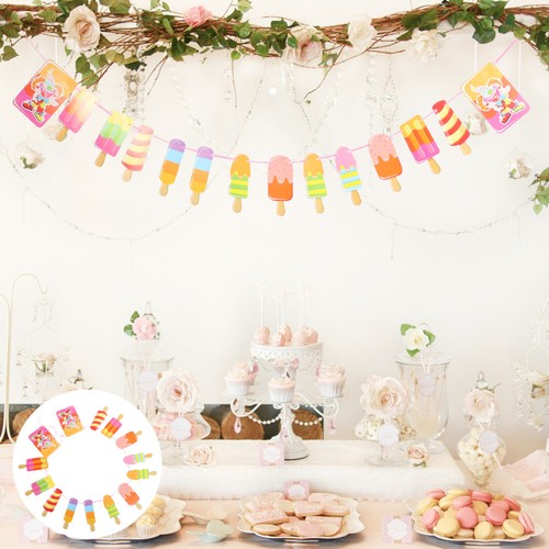 2 Pcs Popsicle Theme Party Hawaiian Supplies Ice Cream Banner Luau ...