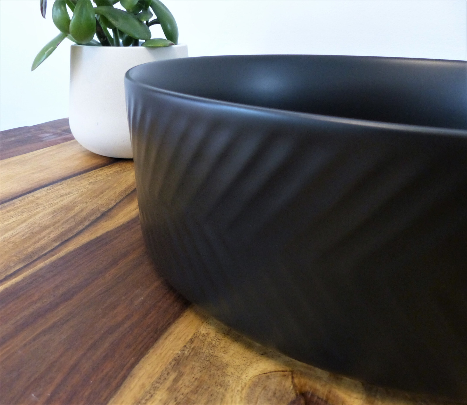 Keramik Waschbecken rund Retro Struktur 36cm Vintage