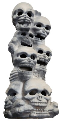 18" Skeleton Skull Totem Pole Stacked Halloween Blow Mold Scary Holiday ...