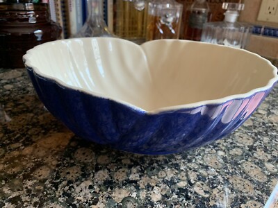 Appolia - France Large Heavy Blue Nautical Shell Serving Bowl Ceramic ...
