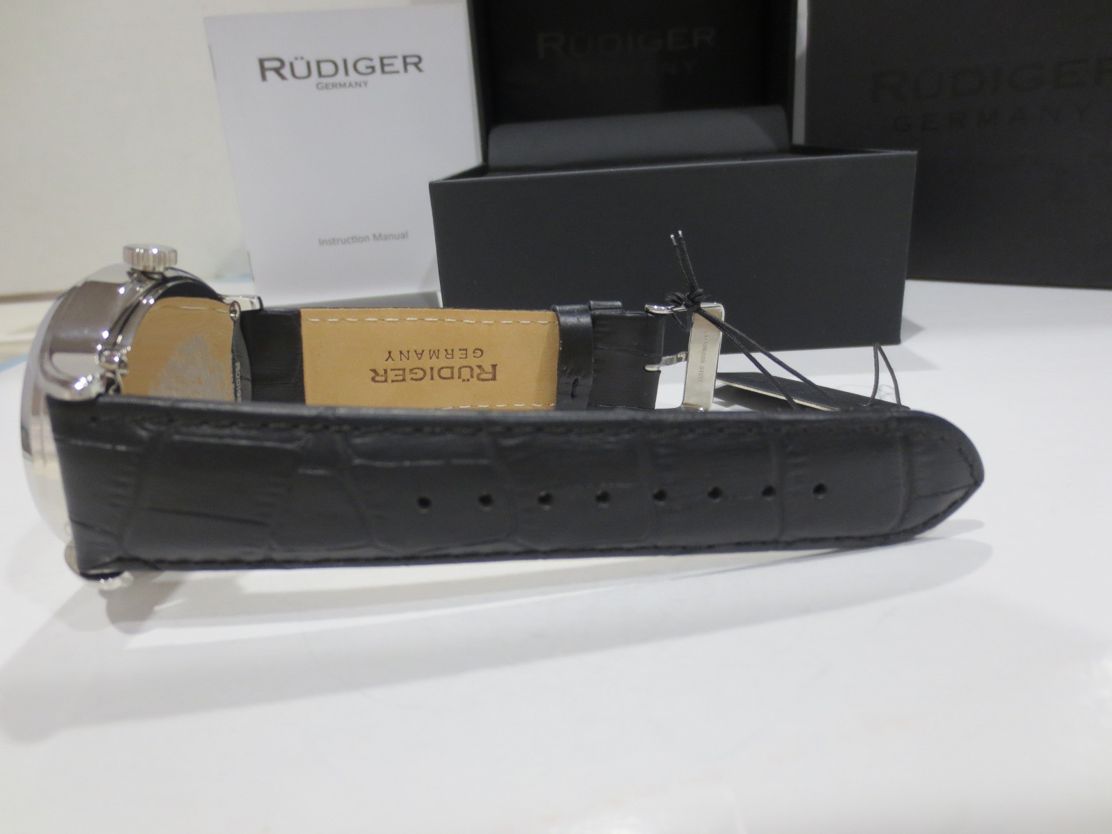 Rudiger Men's R2700-04-001 Aachen 24 Hour Display Black Leather Date ...