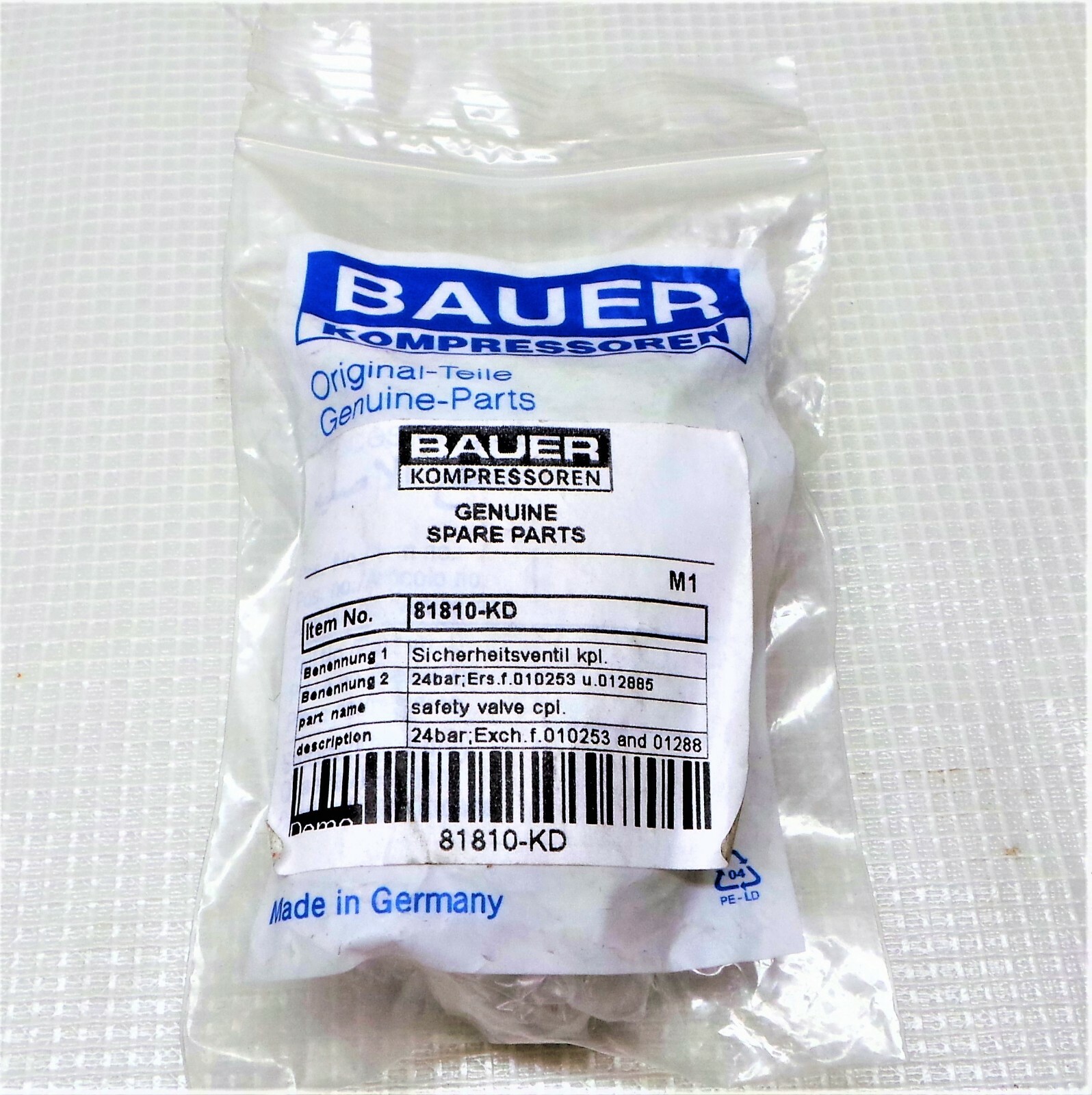 Bauer Genuine Spare Parts 81810-KD – Safety Valve Cpl. | eBay