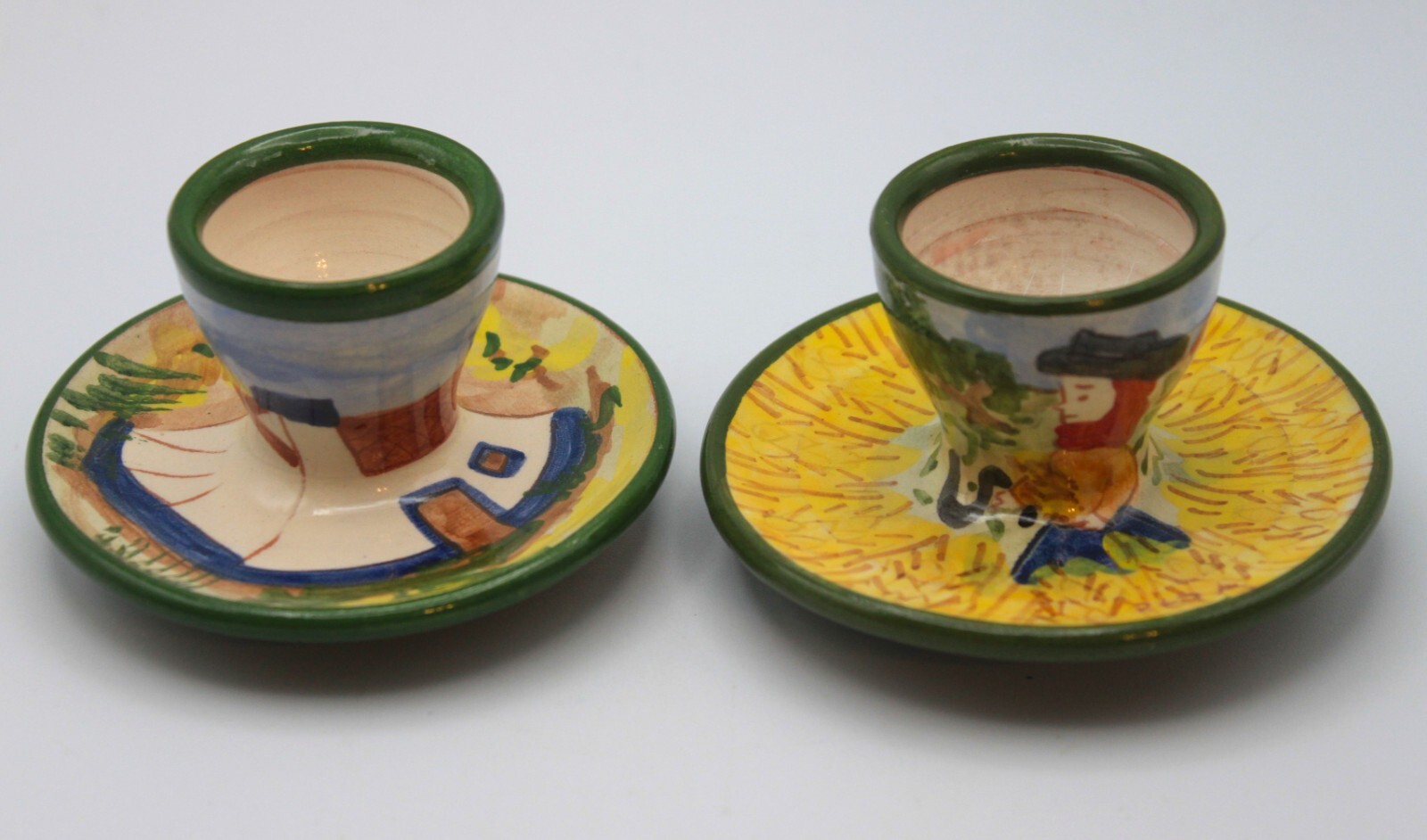Vintage Peruvian Hand Painted Folk Art Clay Pottery Egg Cups Set of 2 ...