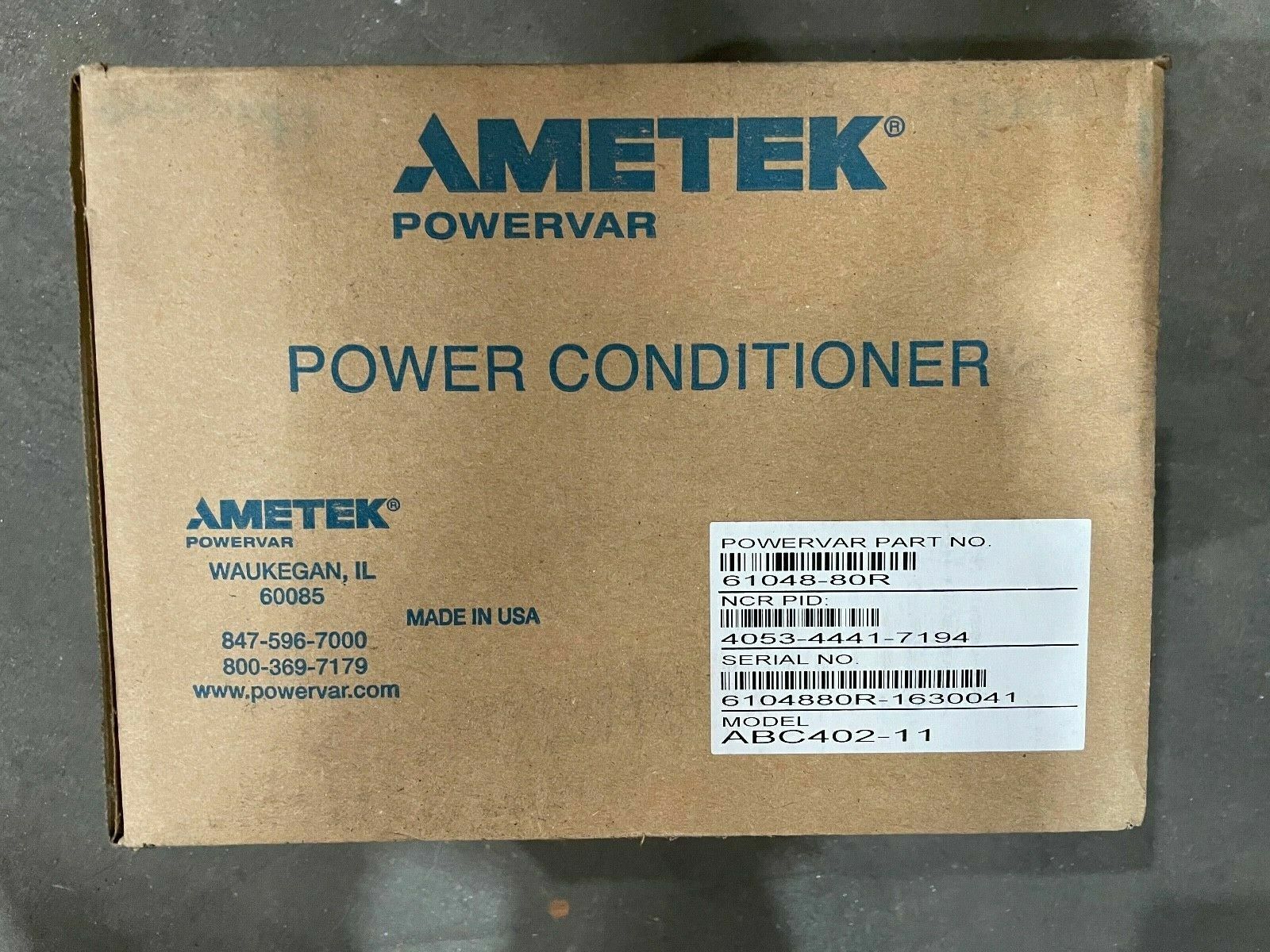 AMETEK POWERVAR 4.0 POWER CONDITIONER 120V 4.16AINPUT 120V 4.0A OUTPUT ...