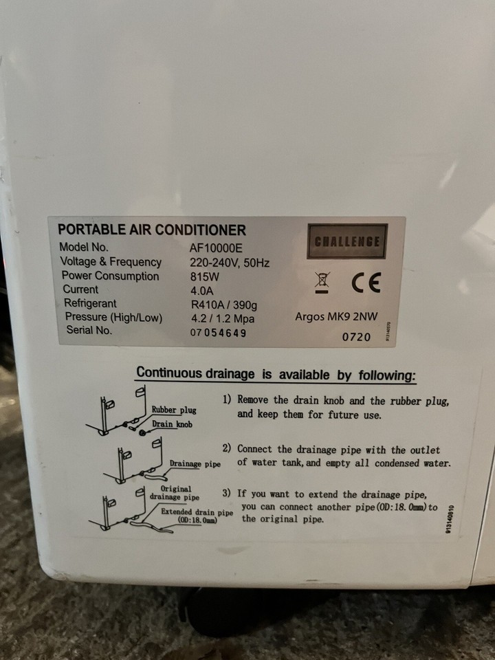 Challenge Portable Air Conditioner AF1000E | eBay UK