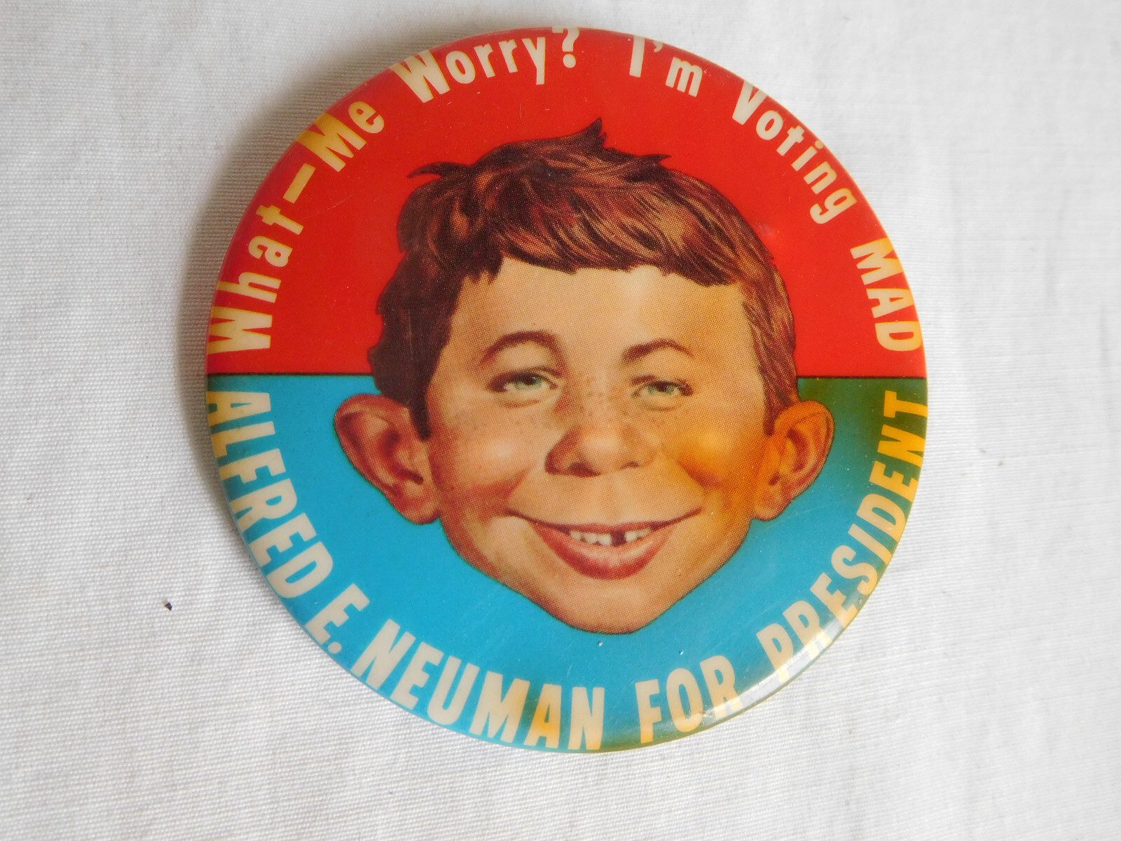 What me worry Alfred E Neuman for President PIN BACK BUTTON vtg comedy ...