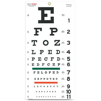 Snellen Eye Chart Eye Exam Chart Low Vision Acuity Test, 20 Foot ...