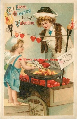Valentine Day, IAP No IAP11-1, Clapsaddle, Woman Watching Cupid Roast ...