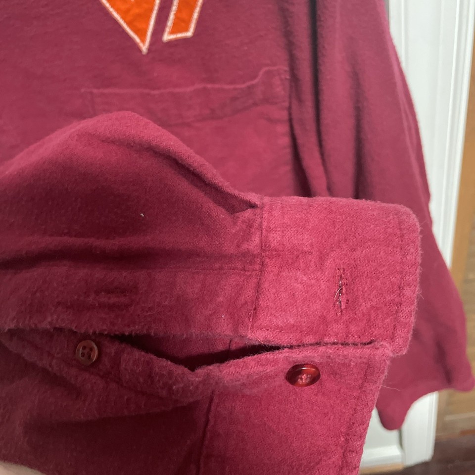 Vintage Virginia Tech Hokies Flannel Button Up Shirt With Pocket Mens ...
