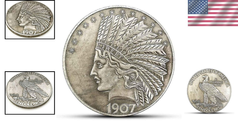 Historical Liberty Indian Head Ten Dollars Coin - 1907 Mint State ...
