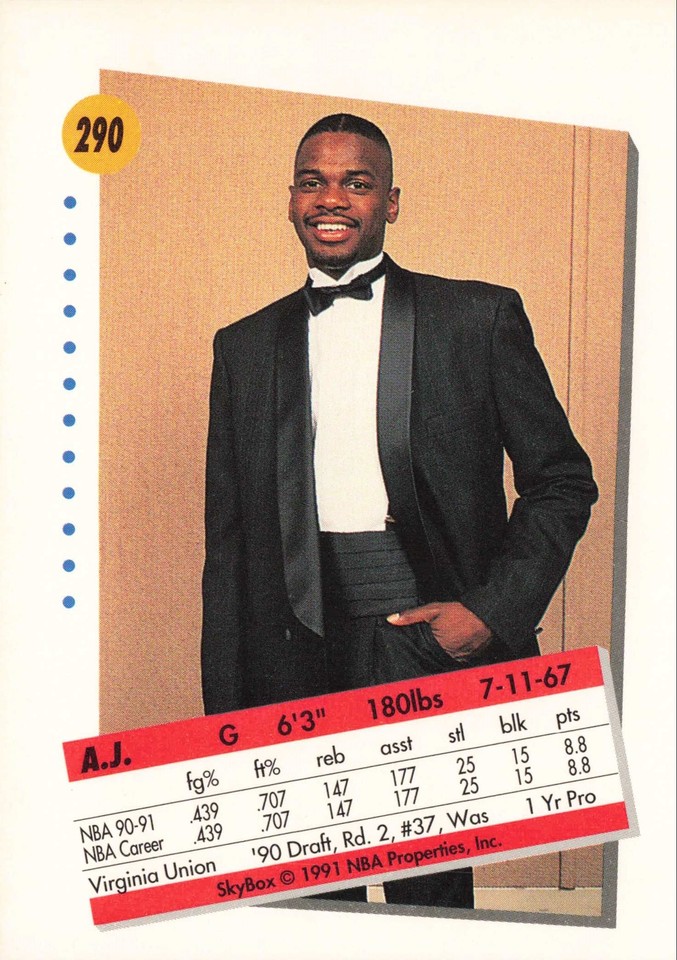A.J. English 1991 SkyBox #290 Washington Bullets | eBay