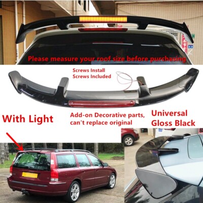 W/ Light Universal Fit For 2004-2006 Volvo V70 Rear Window Roof Spoiler ...