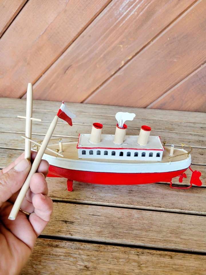 Vintage Stoudt Prewar German Tin Toy Wind up Boat 10" | eBay
