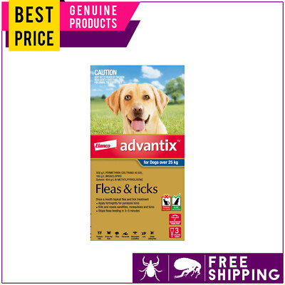 Advantix for Dogs Over 25 Kg 3,6,12 Doses Blue Pack Tick and Flea ...