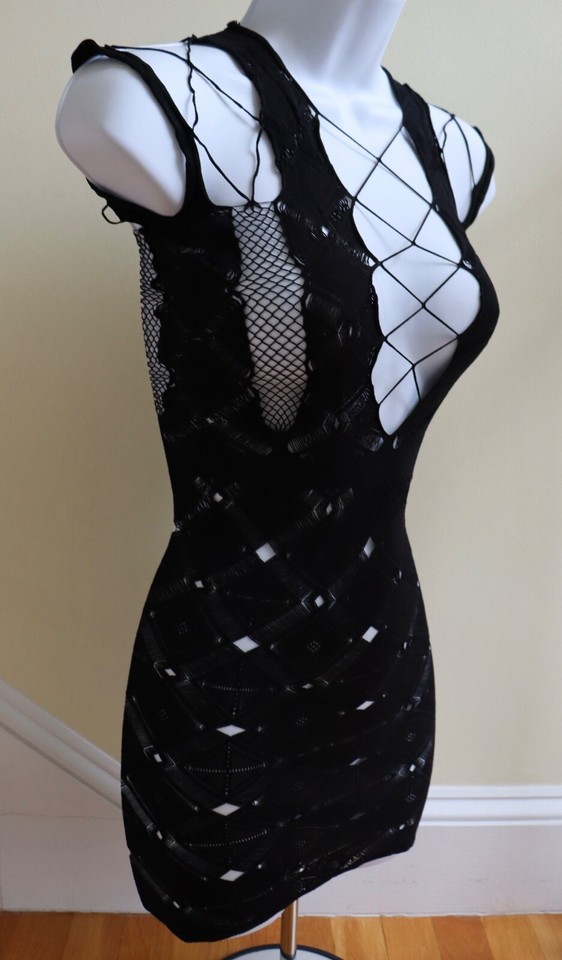 OH LA LA CHERI TRES SEXY BLACK LACE STRING TOP STRETCHY CHEMISE = ONE ...