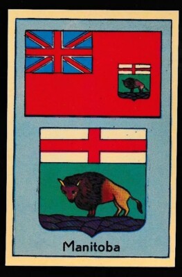 Dutch trade card (1947): coat of arms (crest) and flag of Manitoba ...