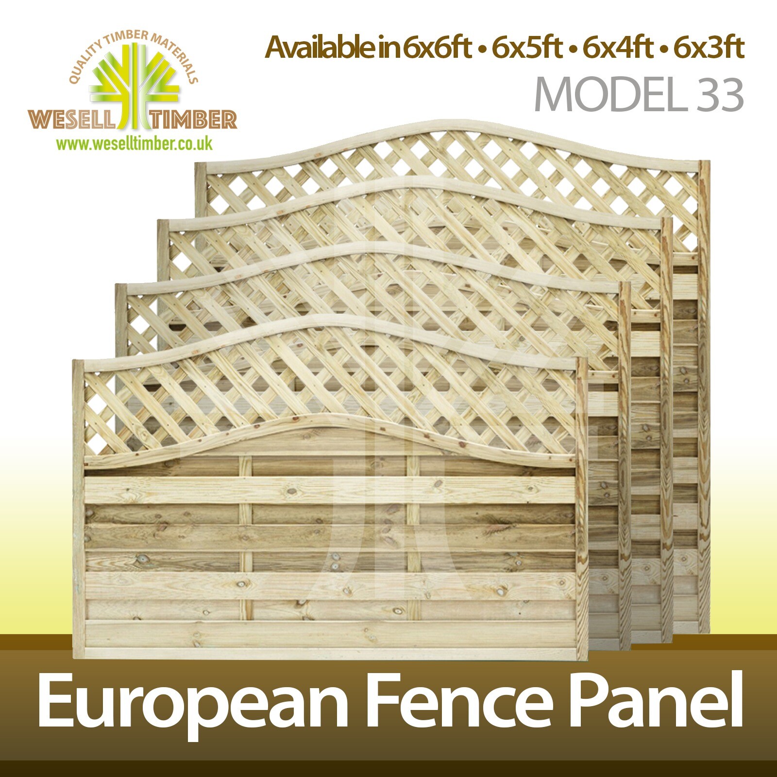6x3 Decorative Lattice Top Pressure Treated European Garden Fence Panel ...