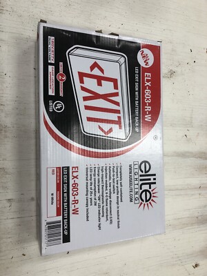 Elite Lighting ELX-603-R-W Exit Sign With Emergency Circuit Damp ...