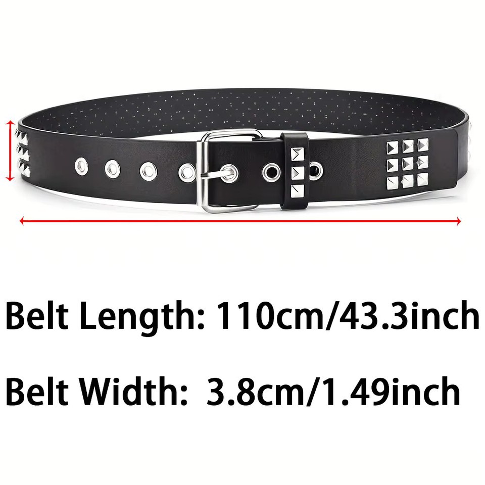 Black/silver Studded Faux Leather Belt Silver Pyramid Stud Punk Goth ...