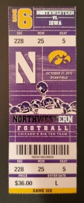 Northwestern Iowa Hawkeyes Football Ticket 10/27 2012 QB Kain Colter 4 ...