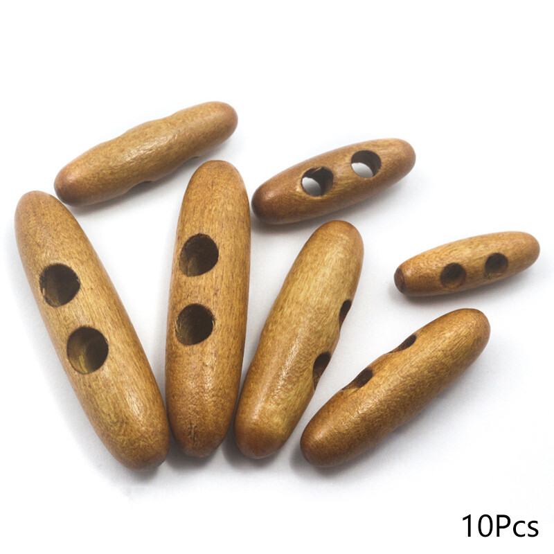 Wooden Toggle Duffle Buttons 2 Holes Sewing Knitwear Coat Craft 30/40 ...