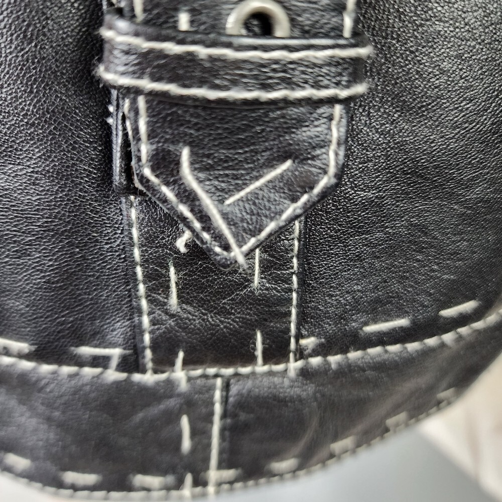 Danier Black Leather Jacket Moto Style Buckle Flap Po… - Gem