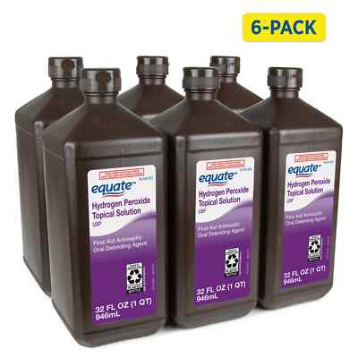Equate 3% Hydrogen Peroxide Liquid Antiseptic, 6 Pack, (6 x 32 fl oz ...