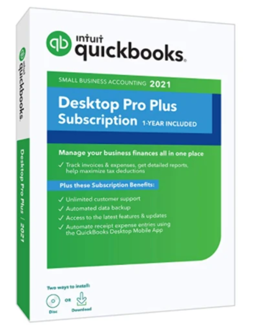 Intuit QuickBooks Desktop Pro Plus 2021 1-Year Subscription for Windows ...