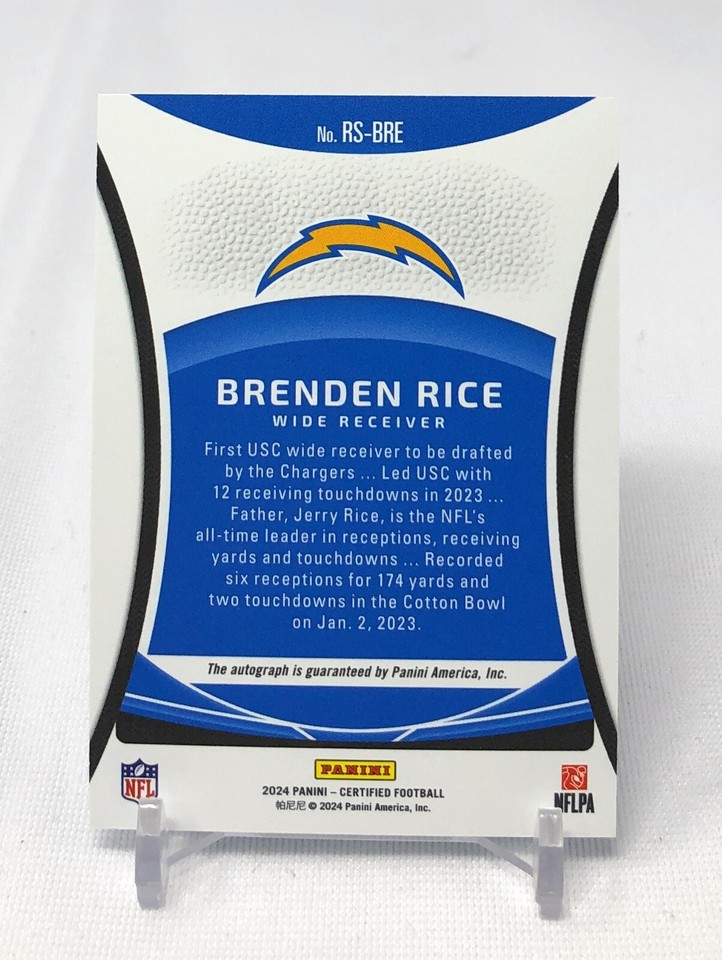 2024 Panini Certified BRENDEN RICE Rookie Auto /15 SSP Jerry Rice's Son ...