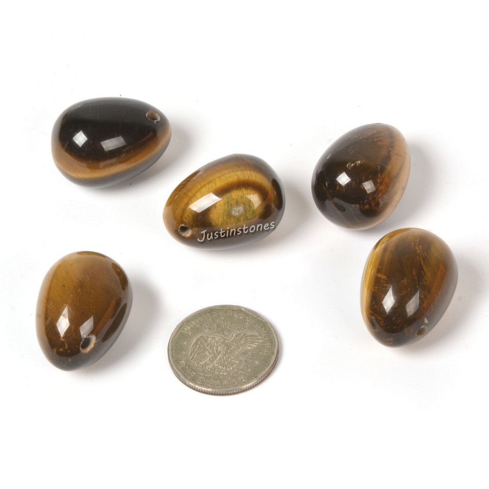 Drilled Natural Gemstone Yoni Eggs Chakra Healing Stone for Women Kegel ...