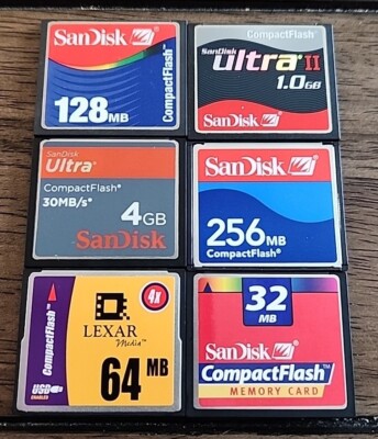 Genuine SanDisk CompactFlash Compact Flash Memory Card Lot Of 6 4GB 1GB ...