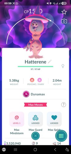 Pokemon Dynamax Hatterene ( Hatenna Evolution ) GO | eBay