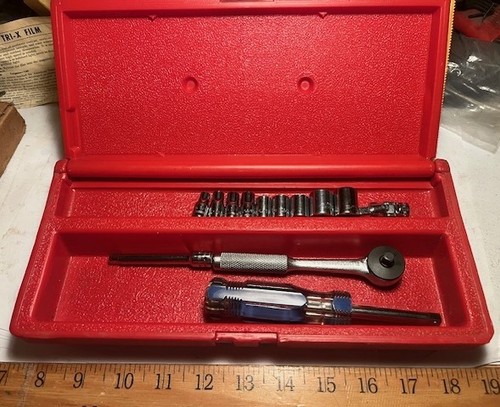 Mix match 14 pc 1/4" Drive Socket Set Thumbwheel Ratchet with Box USA ...