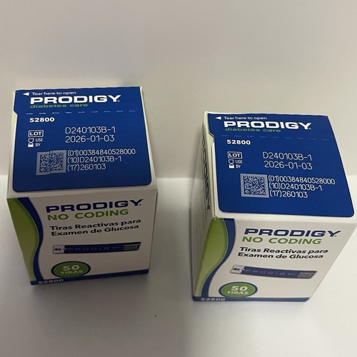 Prodigy No Coding Blood Glucose Test Strips - 100 Strips( 2 pks of 50 ...